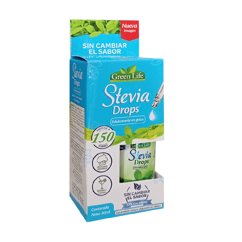 STEVIA DROPS GOTERO 30ML GREEN LIFE | El Arbolito